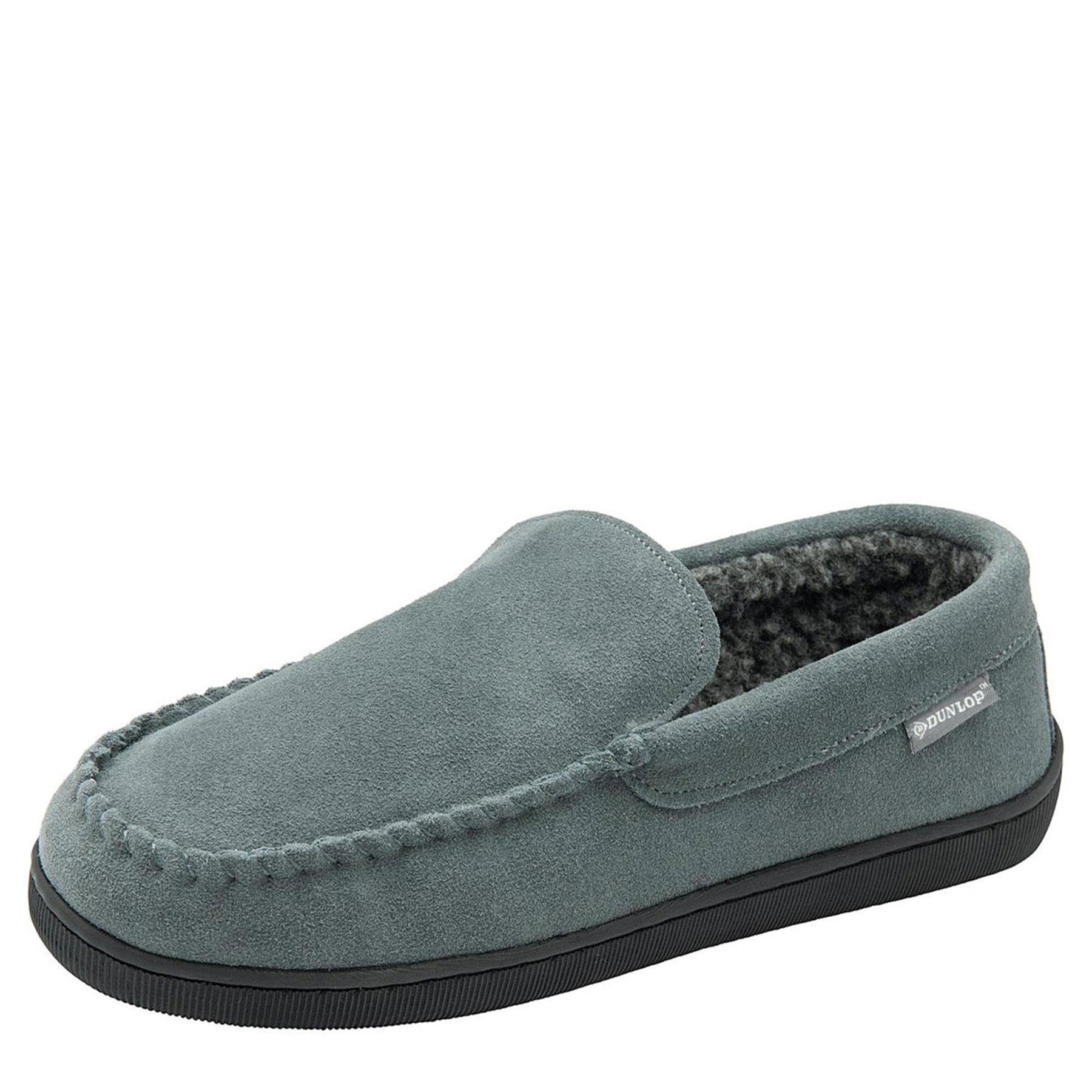 Dunlop Nathan Suede Leather Grey Mens Slippers
