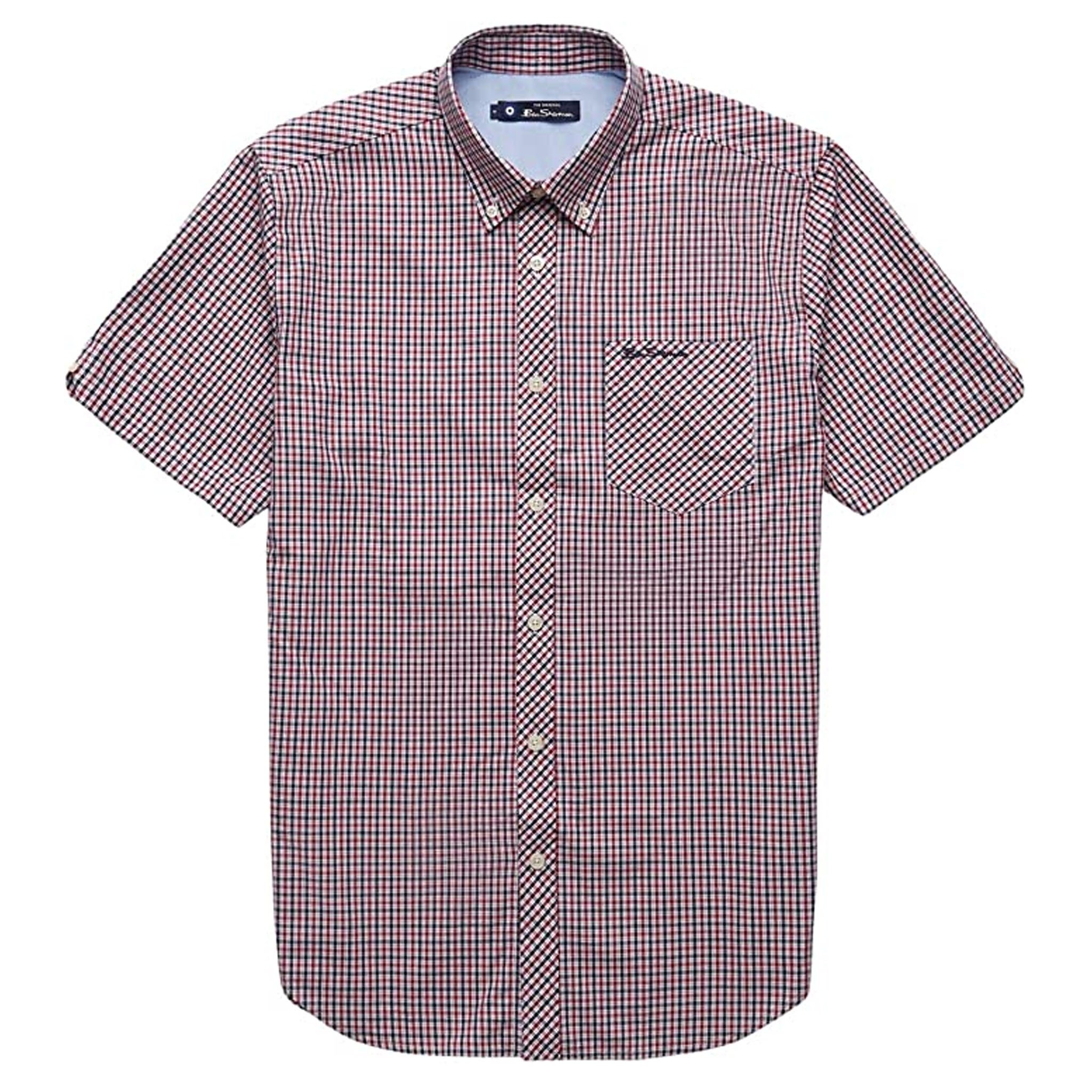 Ben Sherman Checkered Mens Red Oxford Shirt
