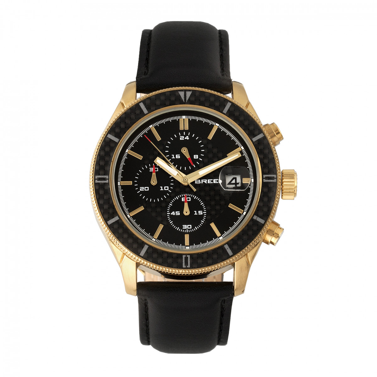 Breed Maverick chronograaf horloge met leren band en datum
