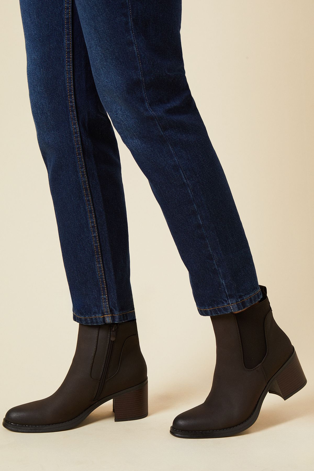 Maelle Faux Nubuck Medium Block Heel Chelsea Boot