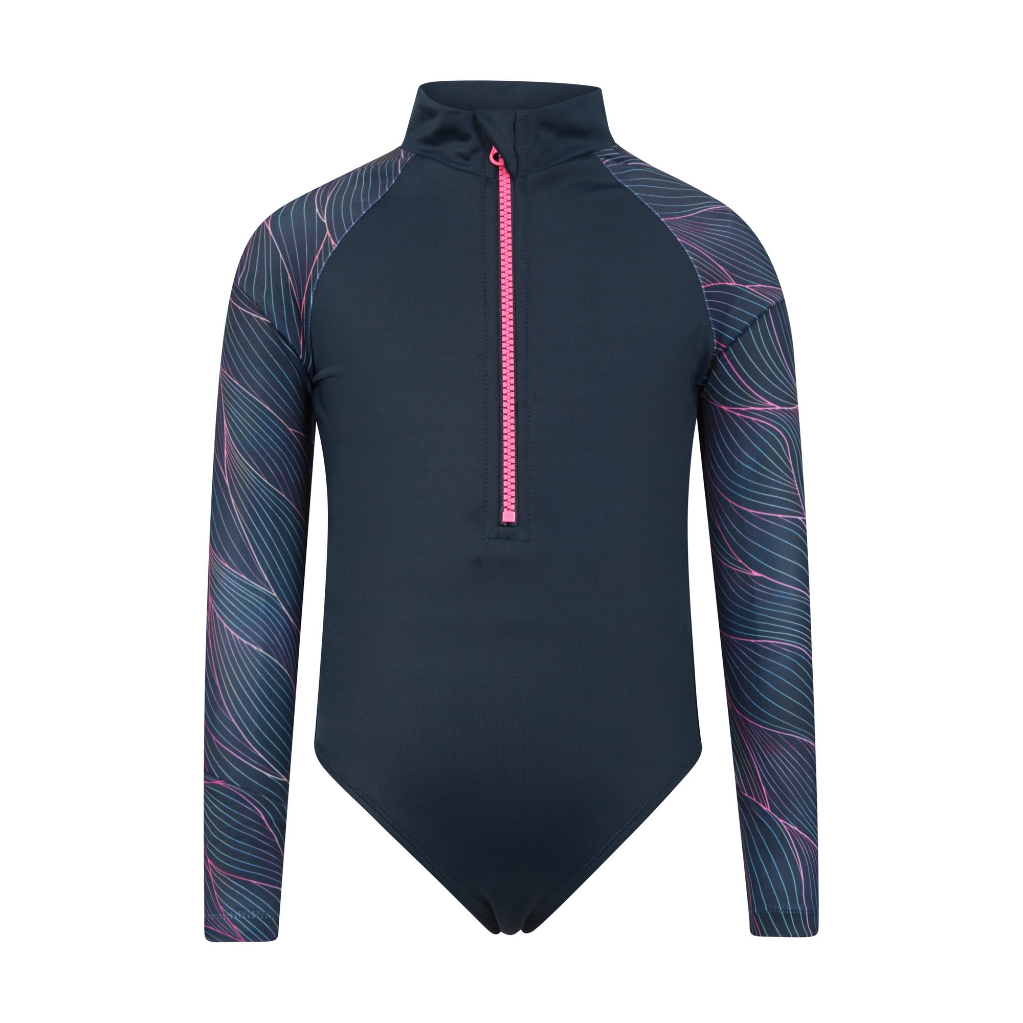 Mountain Warehouse Girls Mira Lines Rash Guard Swimsuit (Navy)