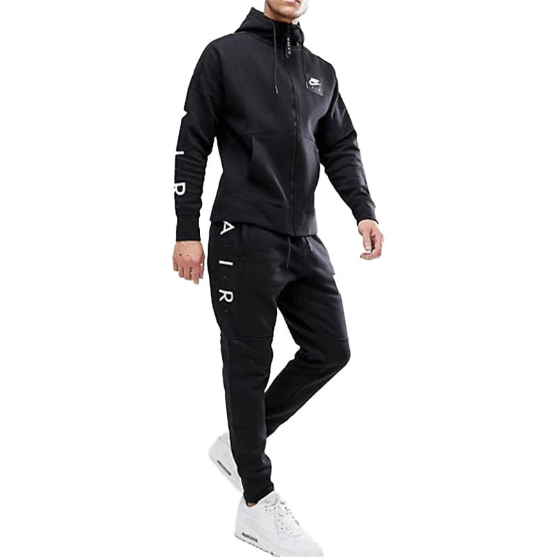 Nike Air Mens Zip Through Tracksuit Set In Black