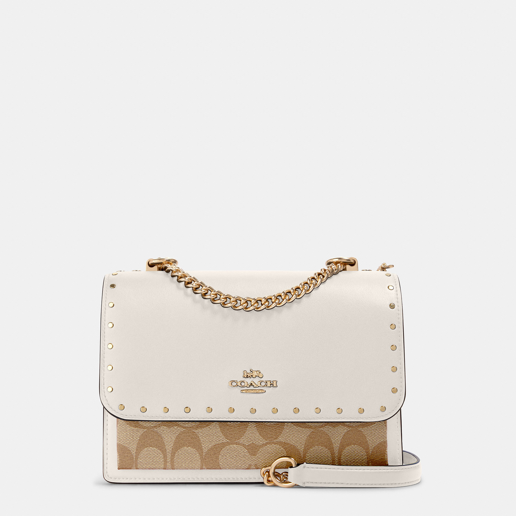 Signature Snake Embossed Mix Rivets Klare Crossbody Bag