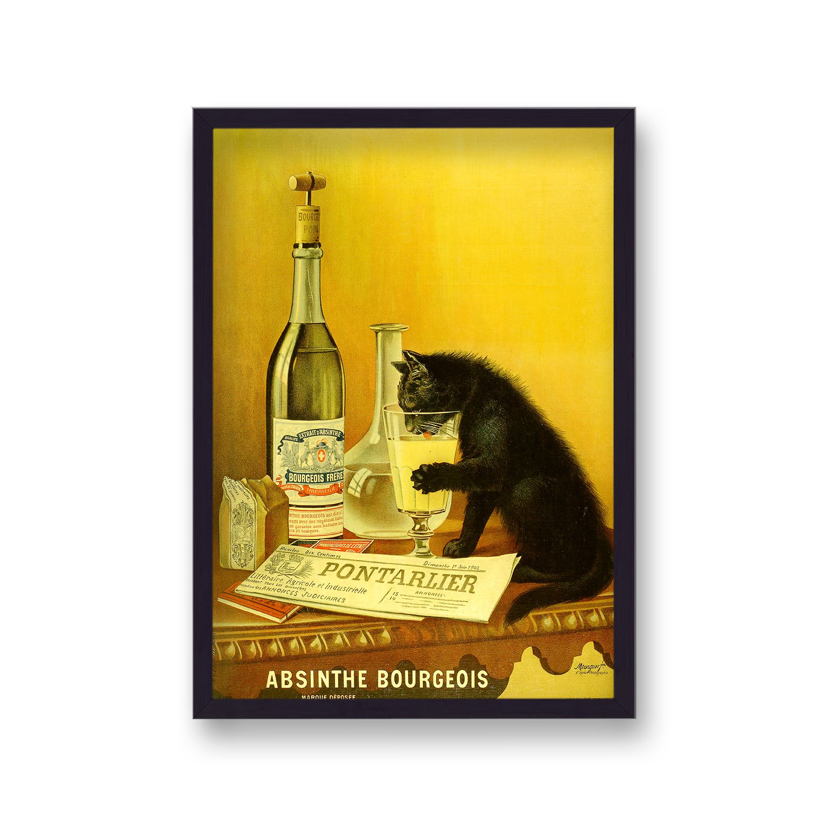 Vintage Advertising Print Absinthe Bourgeois Black Cat without Border ...