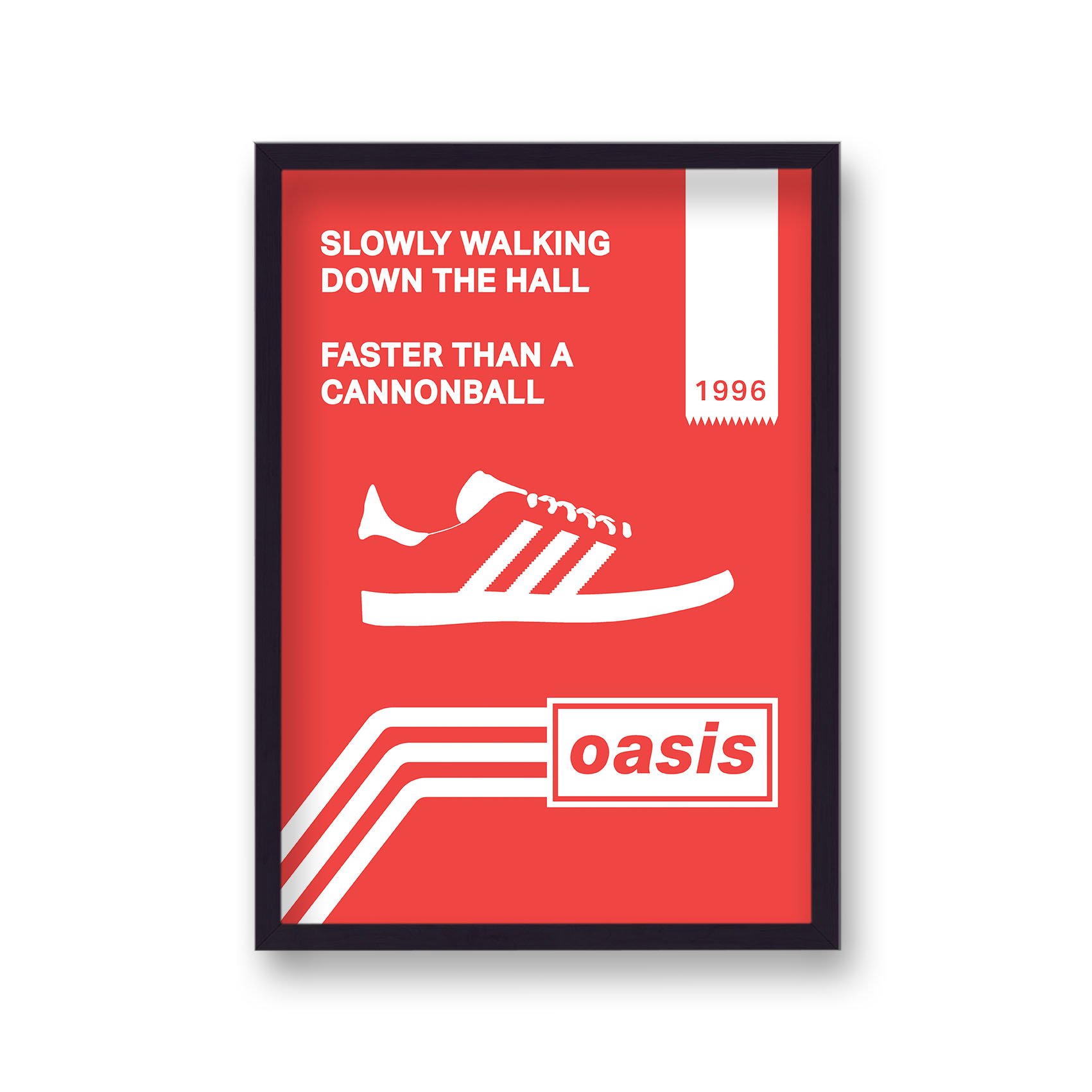 Oasis Red & White Champagne Supernova Lyric Print - Black Frame