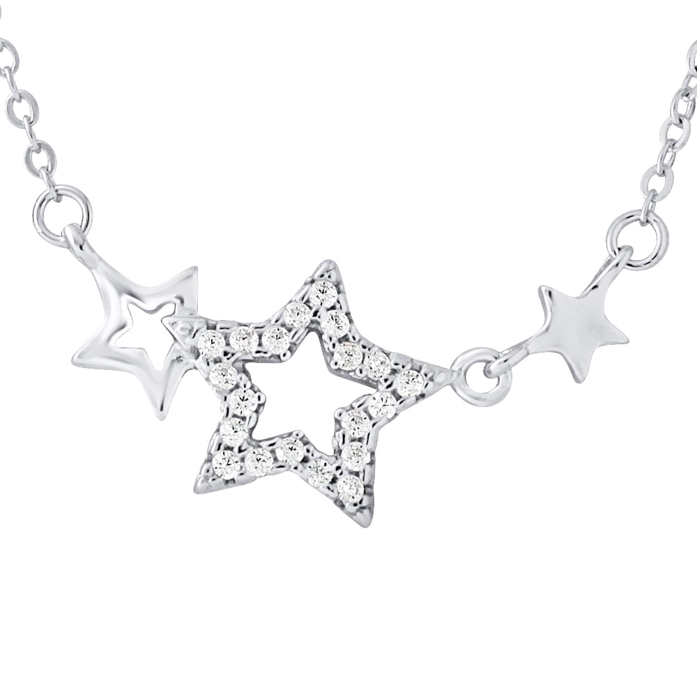 Zilveren zirkoniumoxide ster ketting