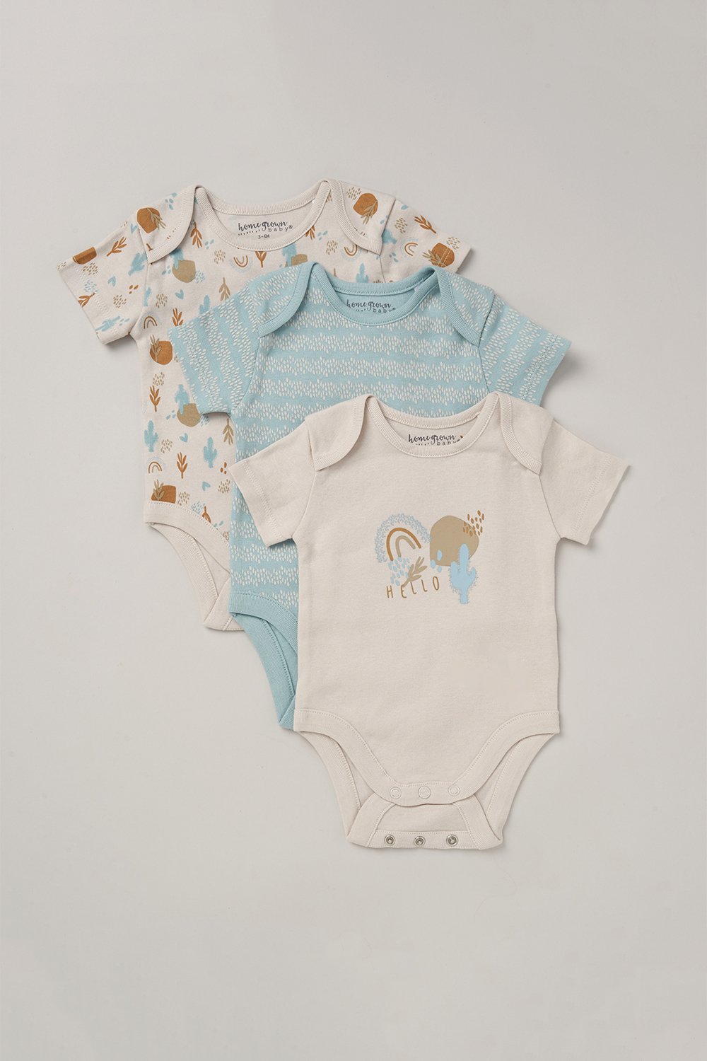 Hello World Print 3-Pack Bodysuits