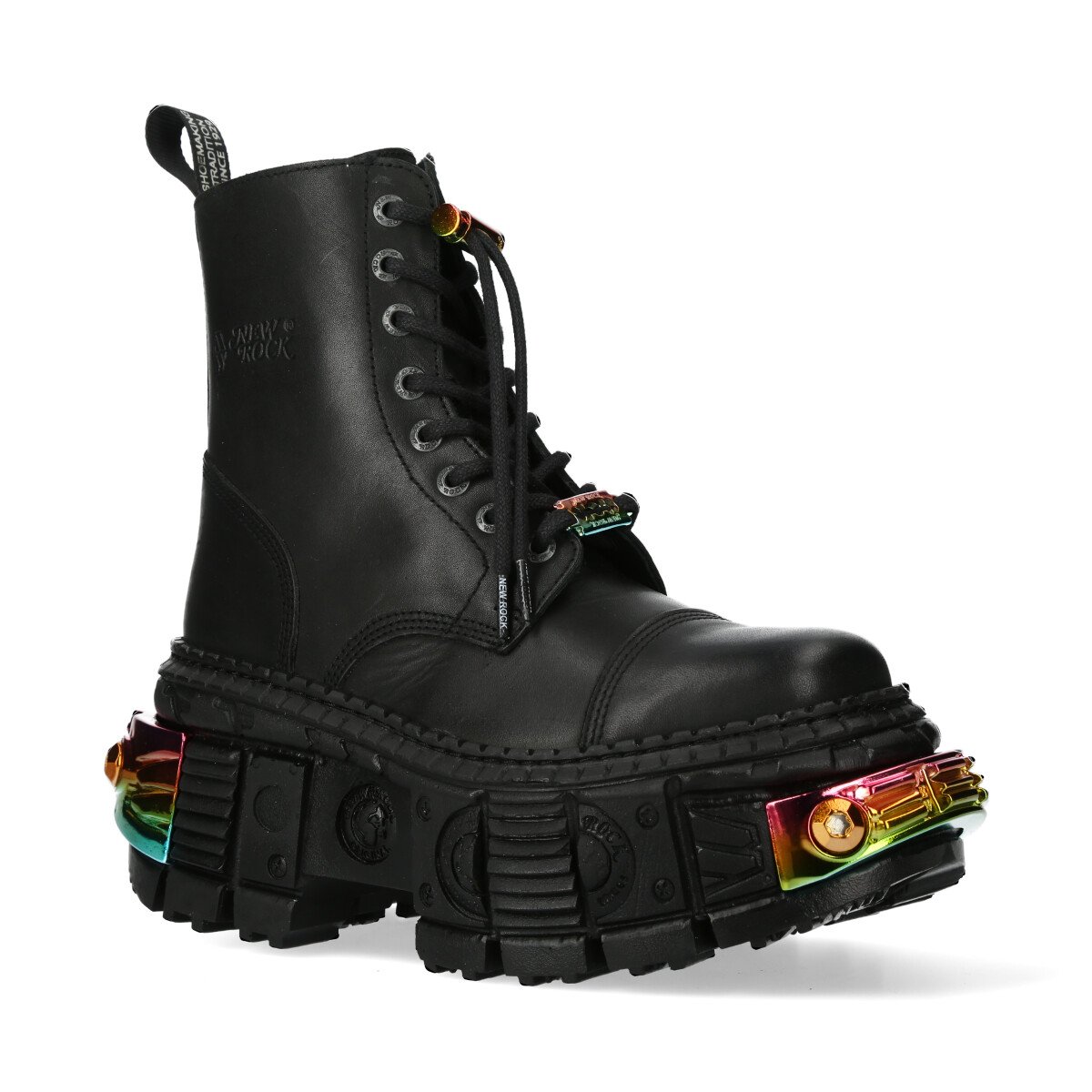 New Rock Black Platform Leather Boots-WALL83CCT-S8