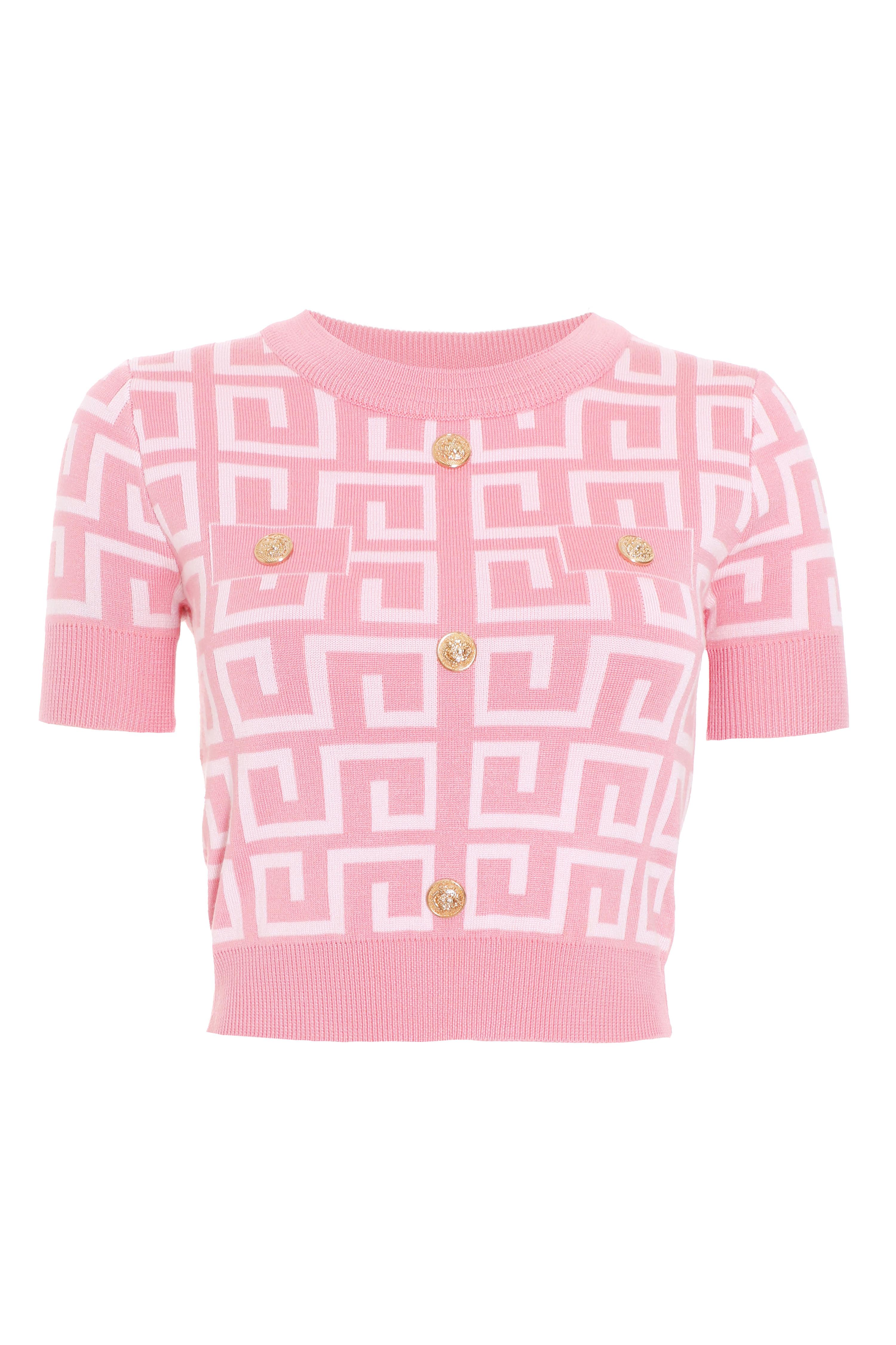 Pink Geometric Knit Top