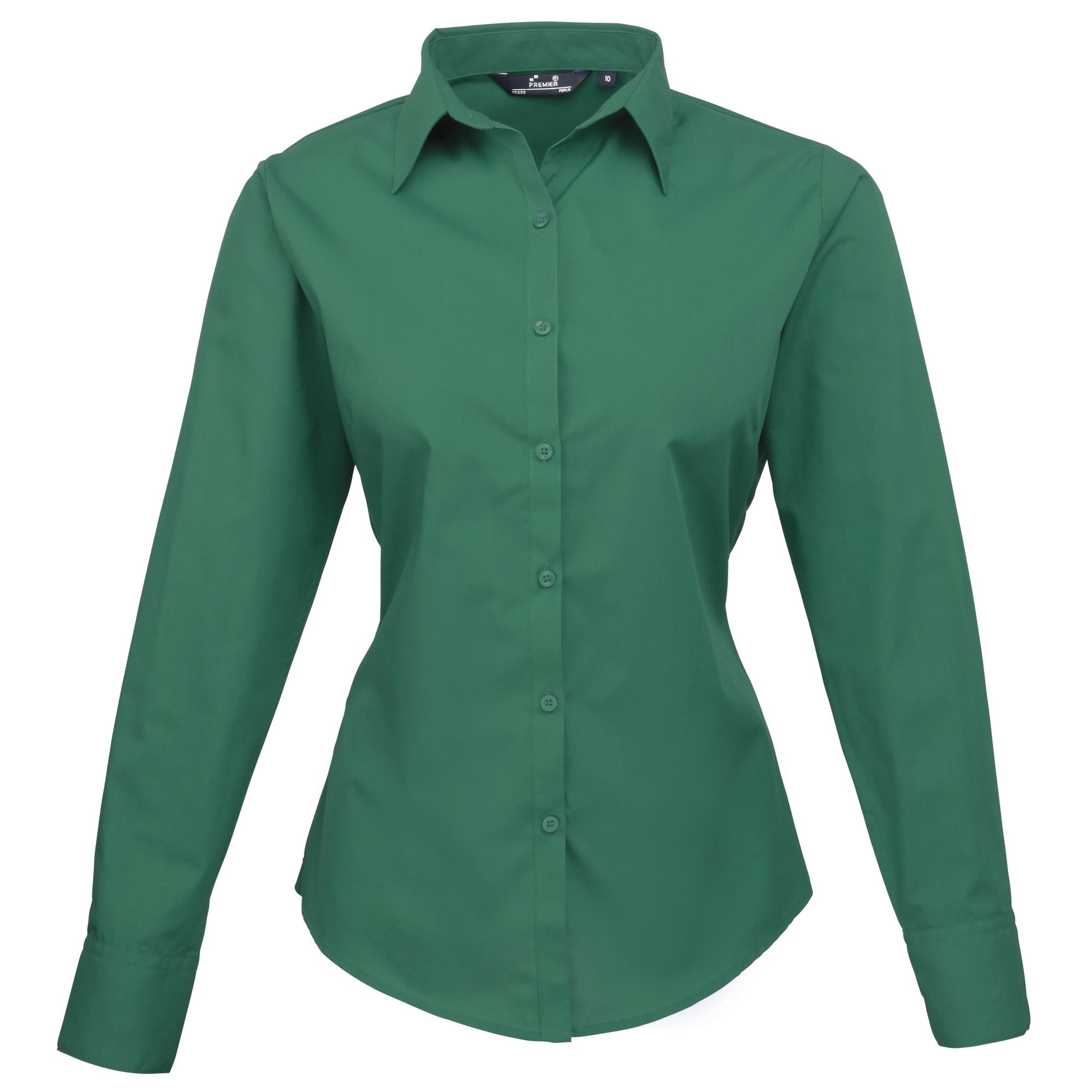 Premier Womens/Ladies Poplin Long Sleeve Blouse / Plain Work Shirt ...