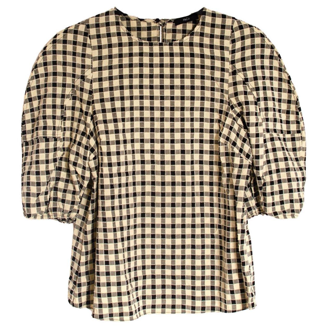 Check Puff Sleeve Top