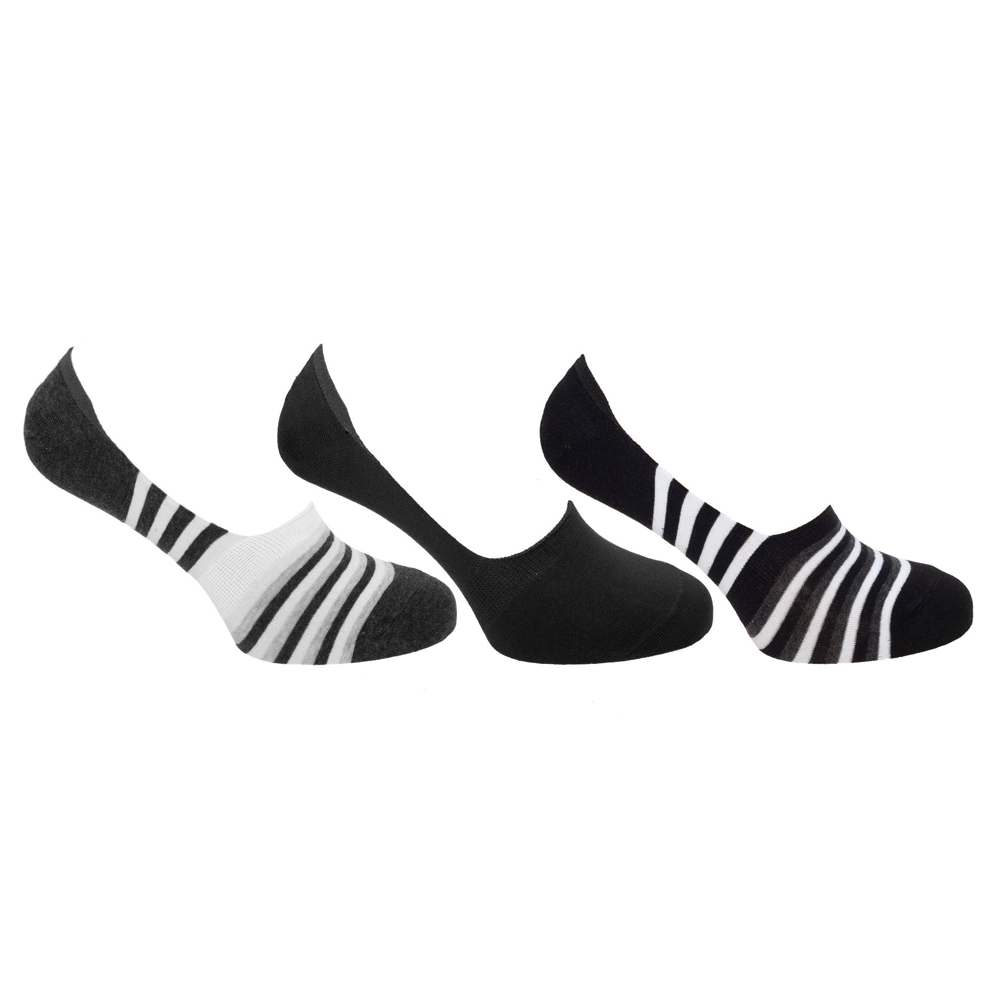 Floso Mens Invisible Trainer Socks (Pack Of 3) (Black/White)
