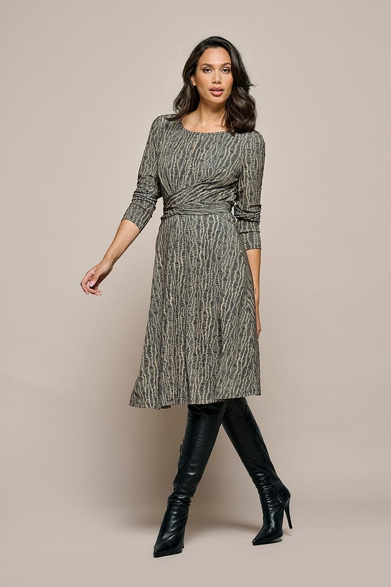 Maddie Print Jurk Zwart / Taupe