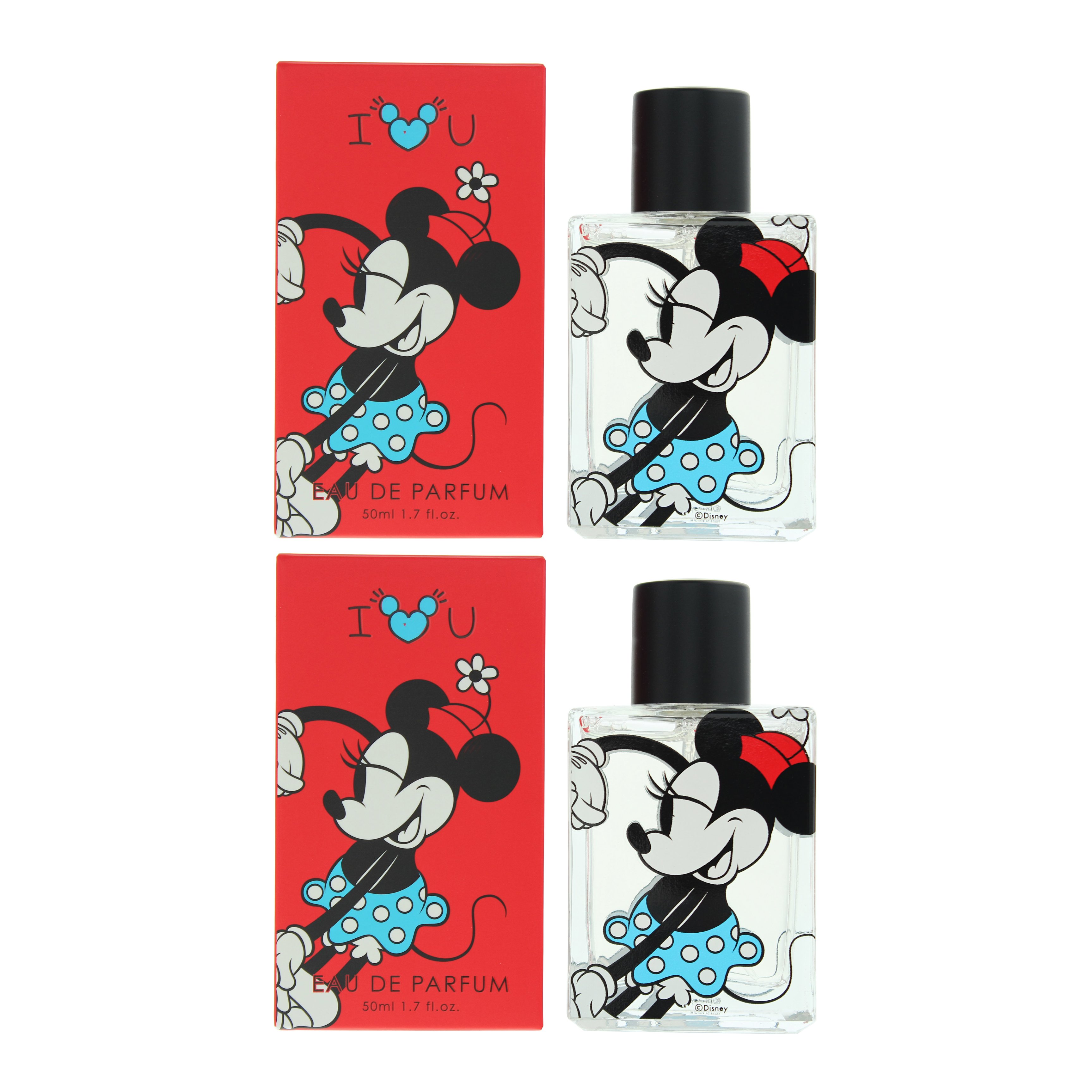 Disney Minnie Mouse I Love You Eau De Parfum 50ml Spray x 2