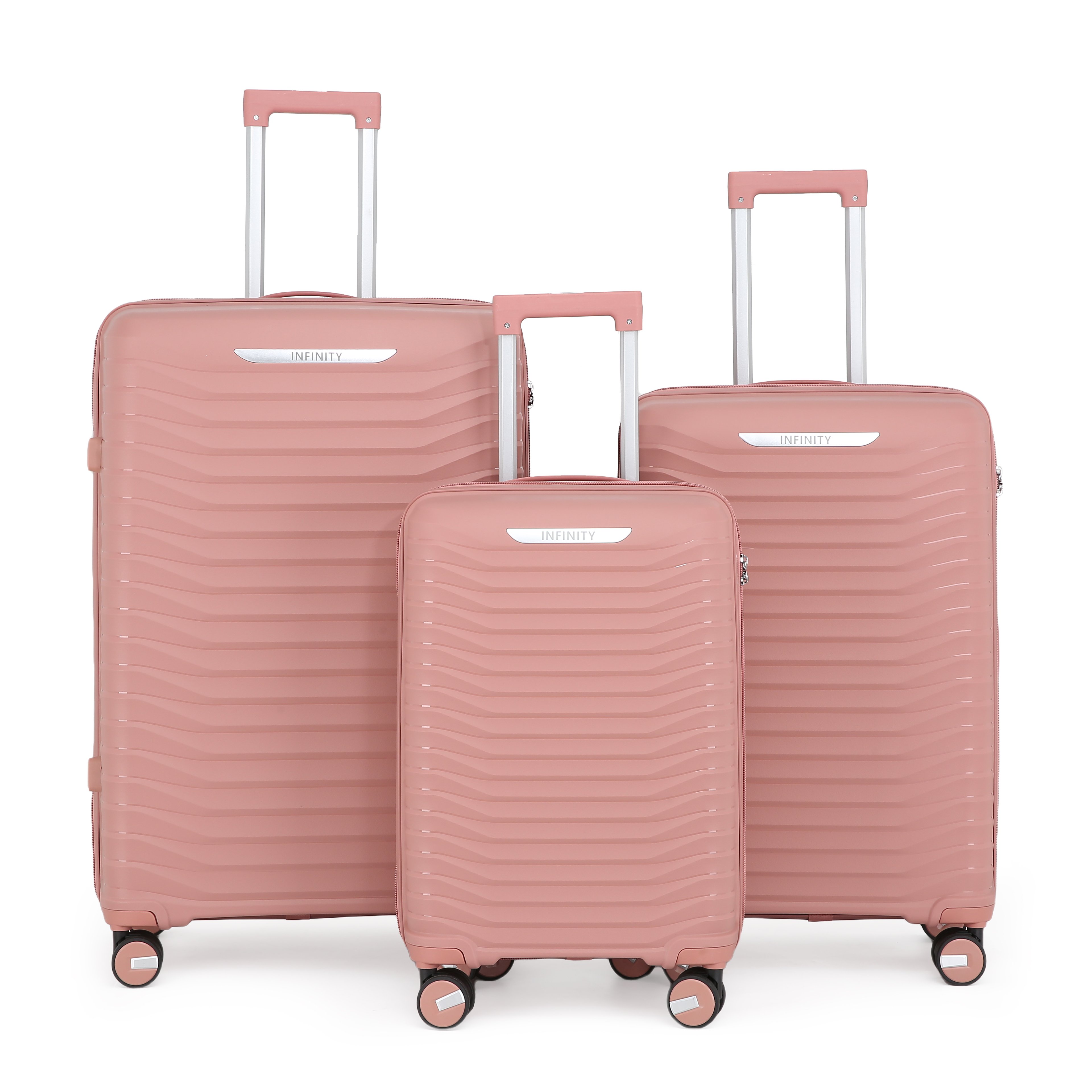 Hard Shell Pink Classic Suitcase 8 Wheel Cabin TSA Luggage Case Holiday ...