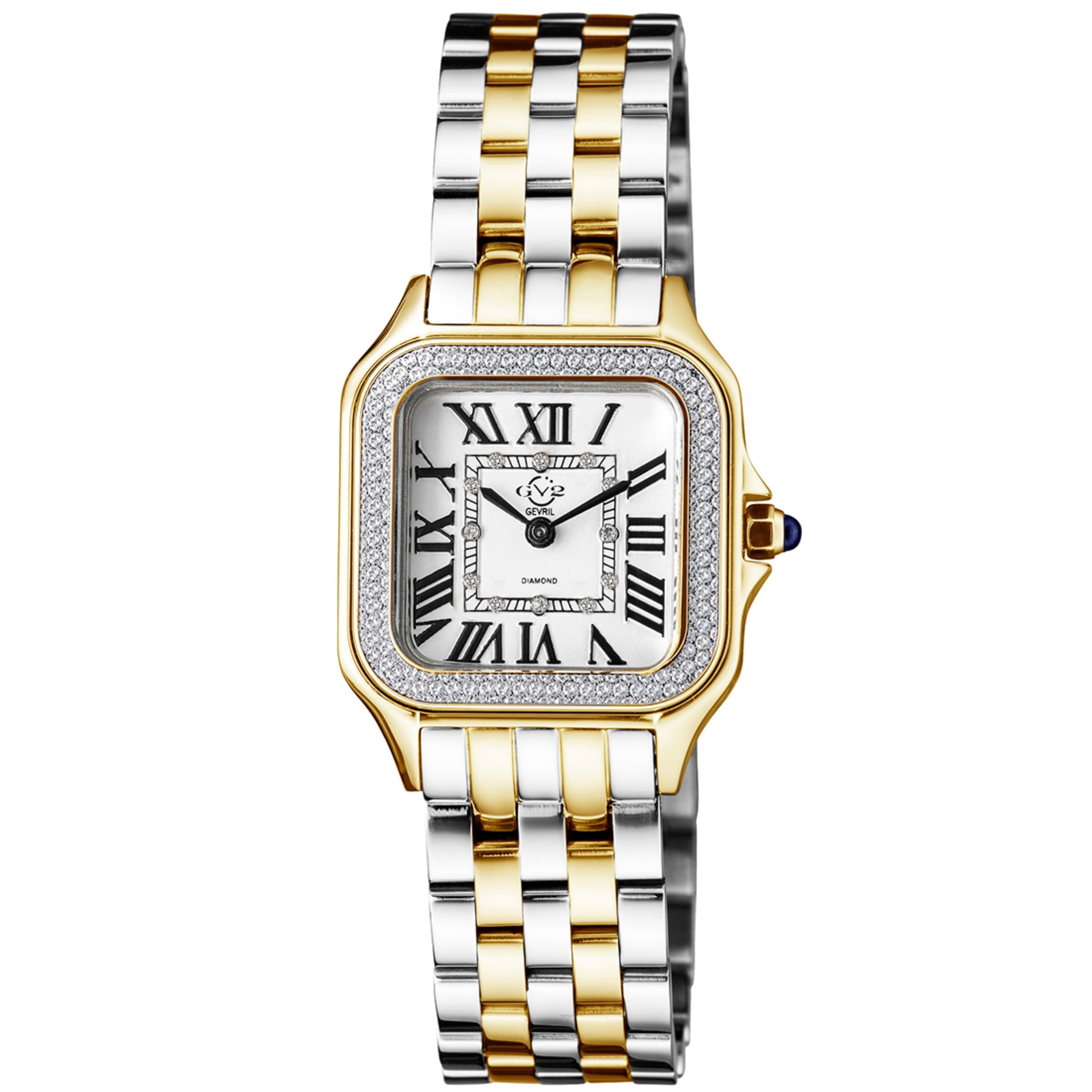 GV2 Milan Women's Silver Dial IPYG and Stainless Steel Swiss Quartz Watch