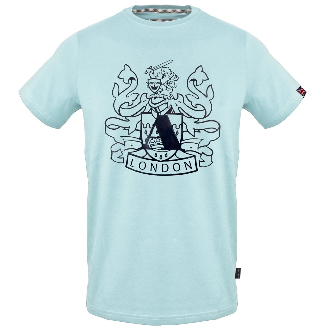 Aquascutum Large Shield Aldis Logo Sky Blue T-Shirt