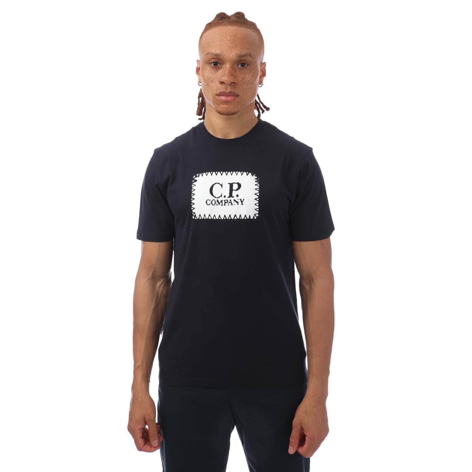 Men's C.P. Company 30/1 Jersey Label Style Logo T-Shirt in Navy