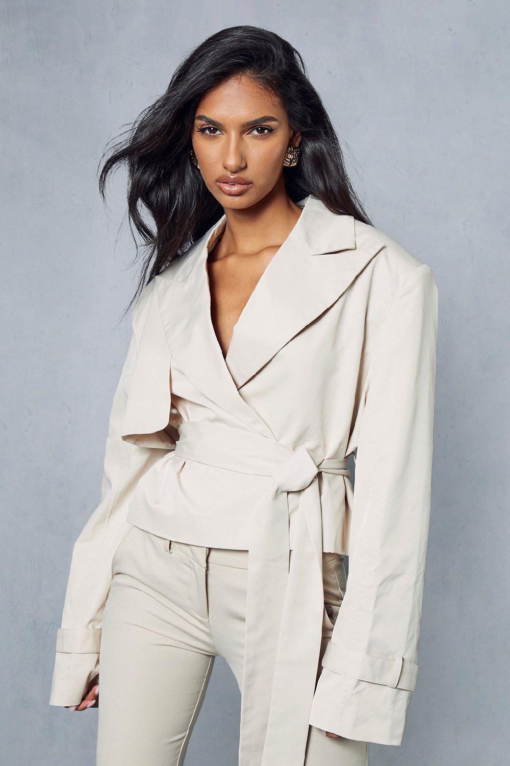 Structured Shoulder Cropped Trench Coat
