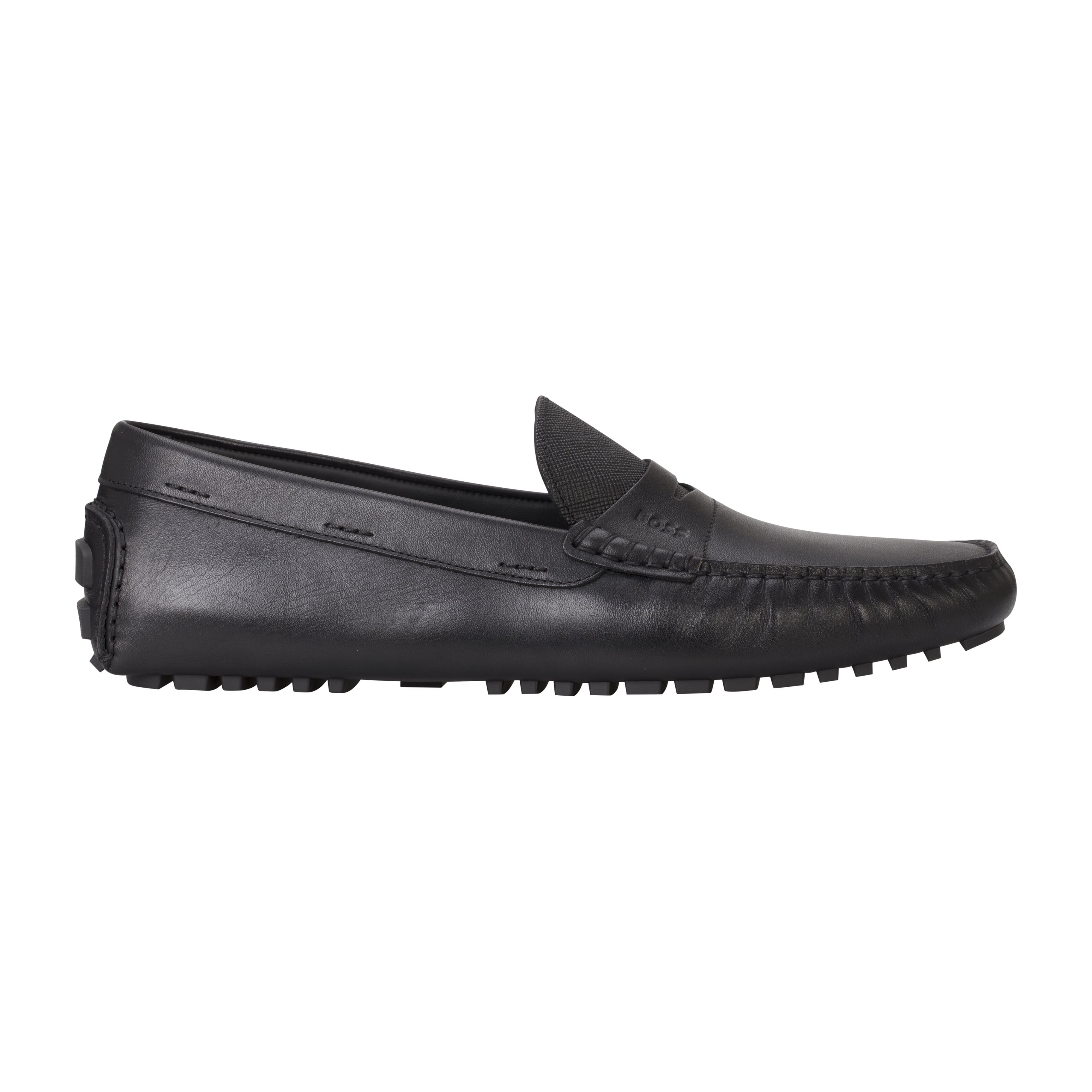 Men's Boss Driver Moccasin Shoes in Black