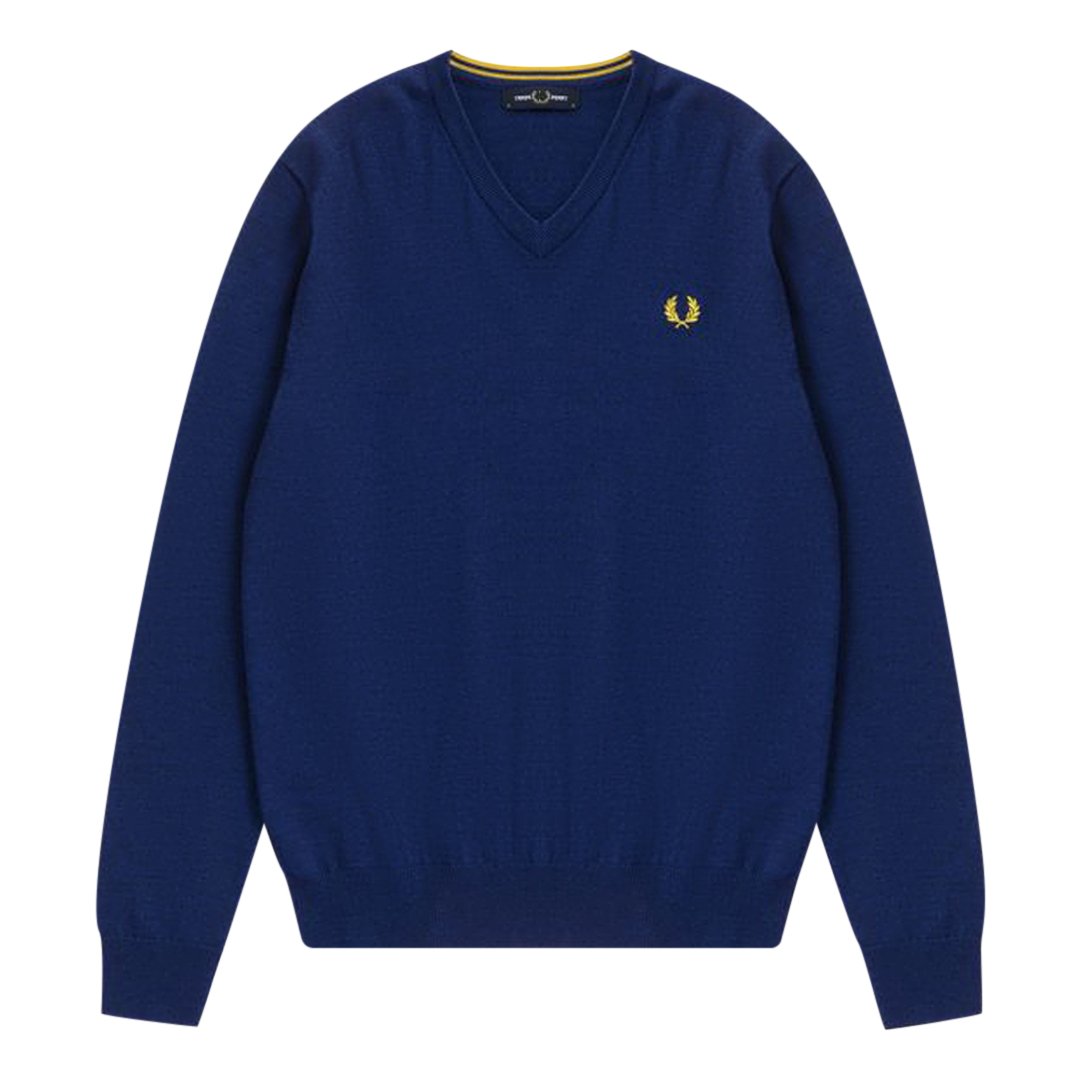 Fred Perry V-Neck K7600 471 Navy Blue Jumper