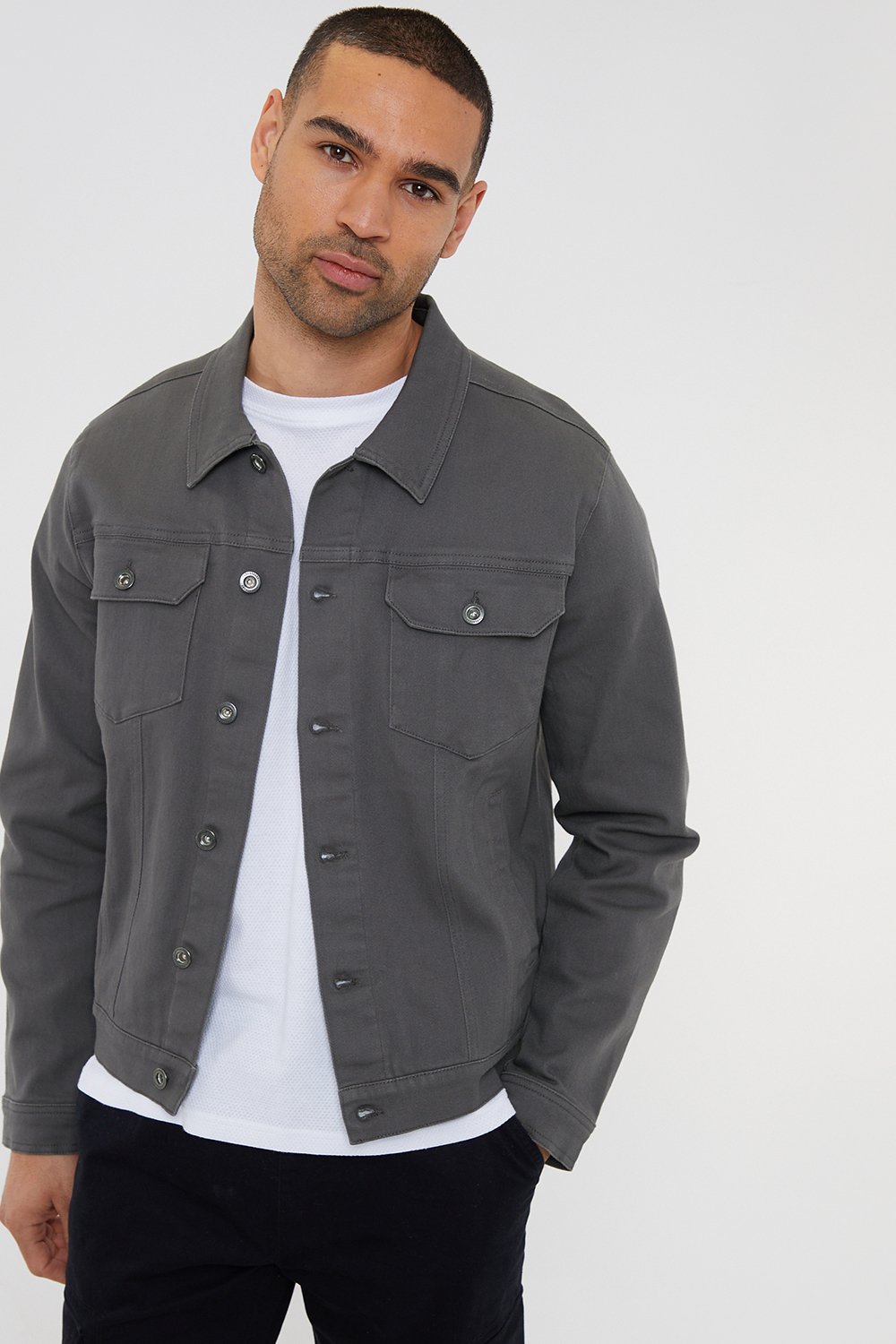 Slate Cotton Twill Denim Style Jacket