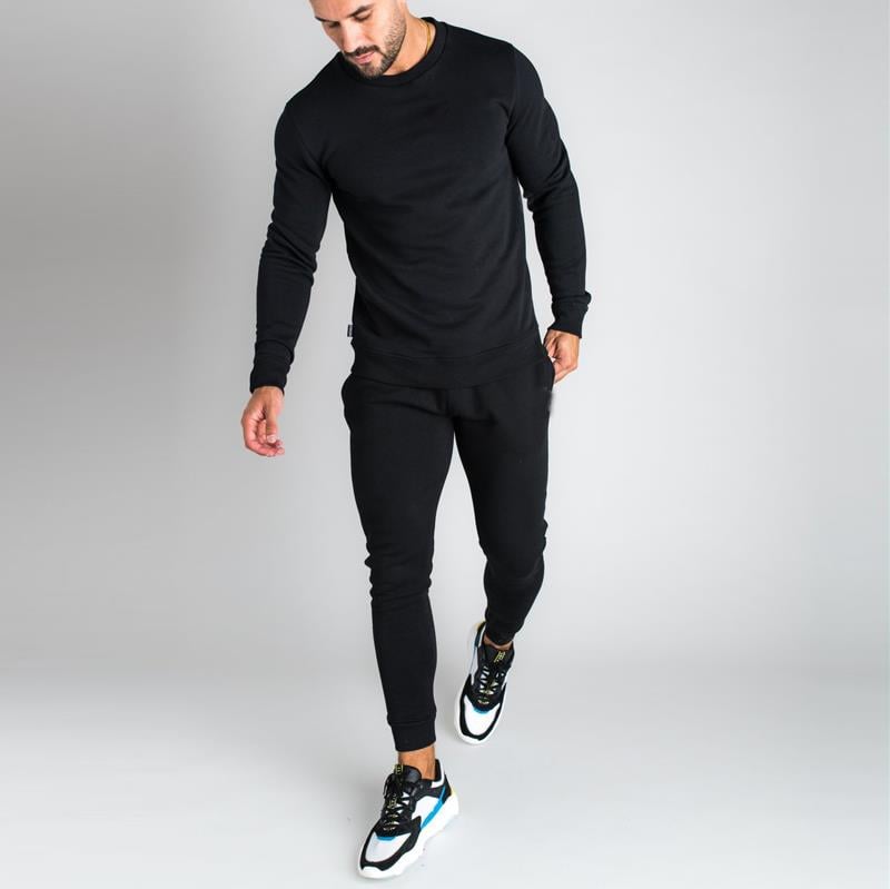 MYT Mens Crew Neck Tracksuit Black