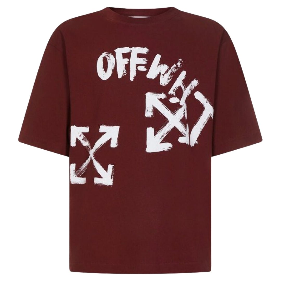 Off-White Skate Fit Paint Script - T-shirt i vinrött
