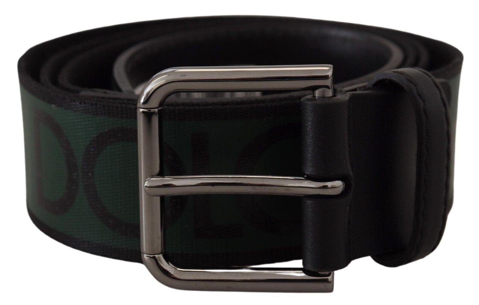 Dolce & Gabbana DG Logo Print Belt with Silver Buckle