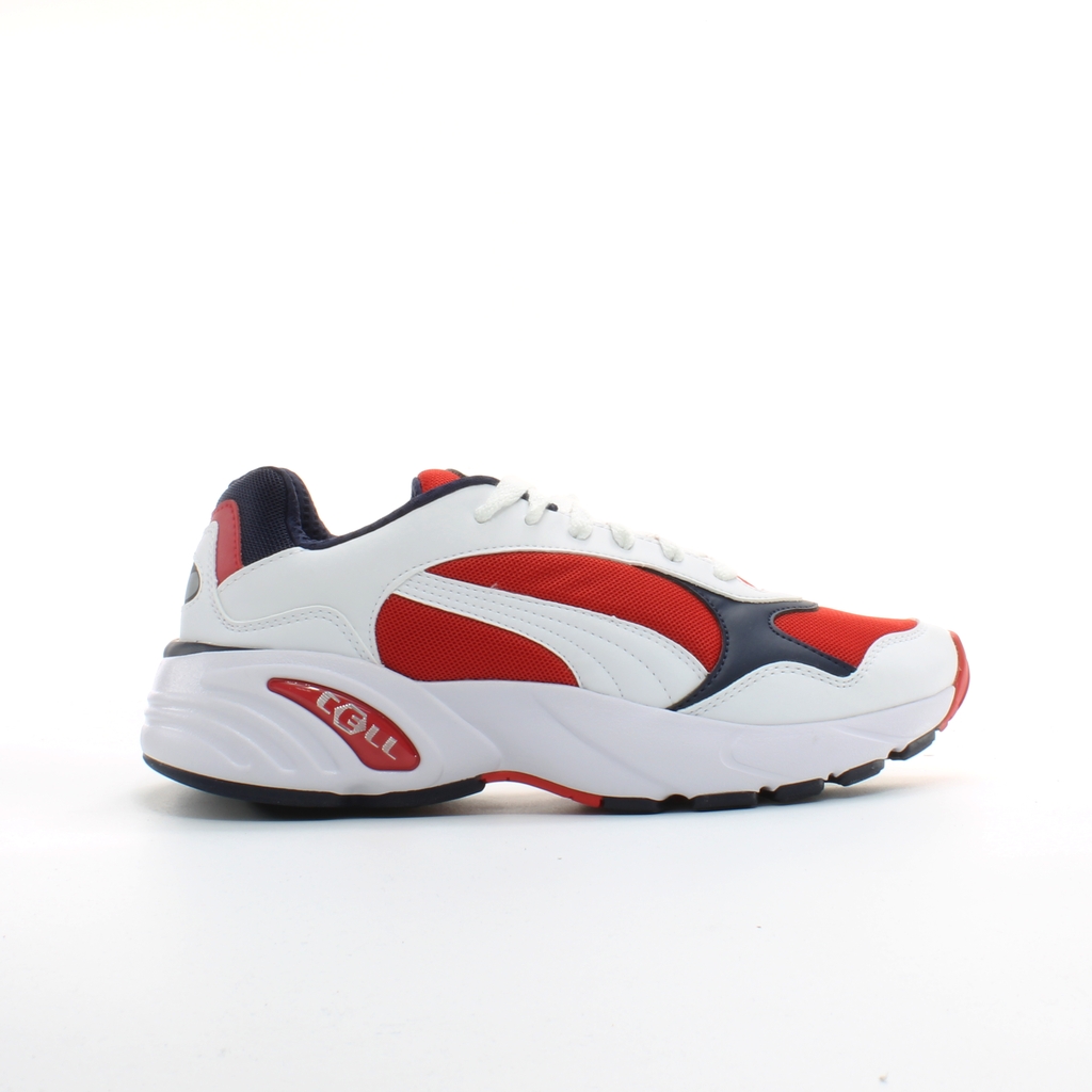 Puma Cell Viper White Red Textile Mens Lace Up Trainers 369505 03