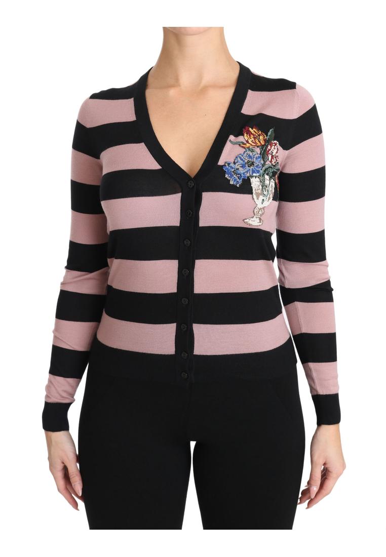Dolce & Gabbana Dam Rosa Blommig Kashmir Cardigan Tröja