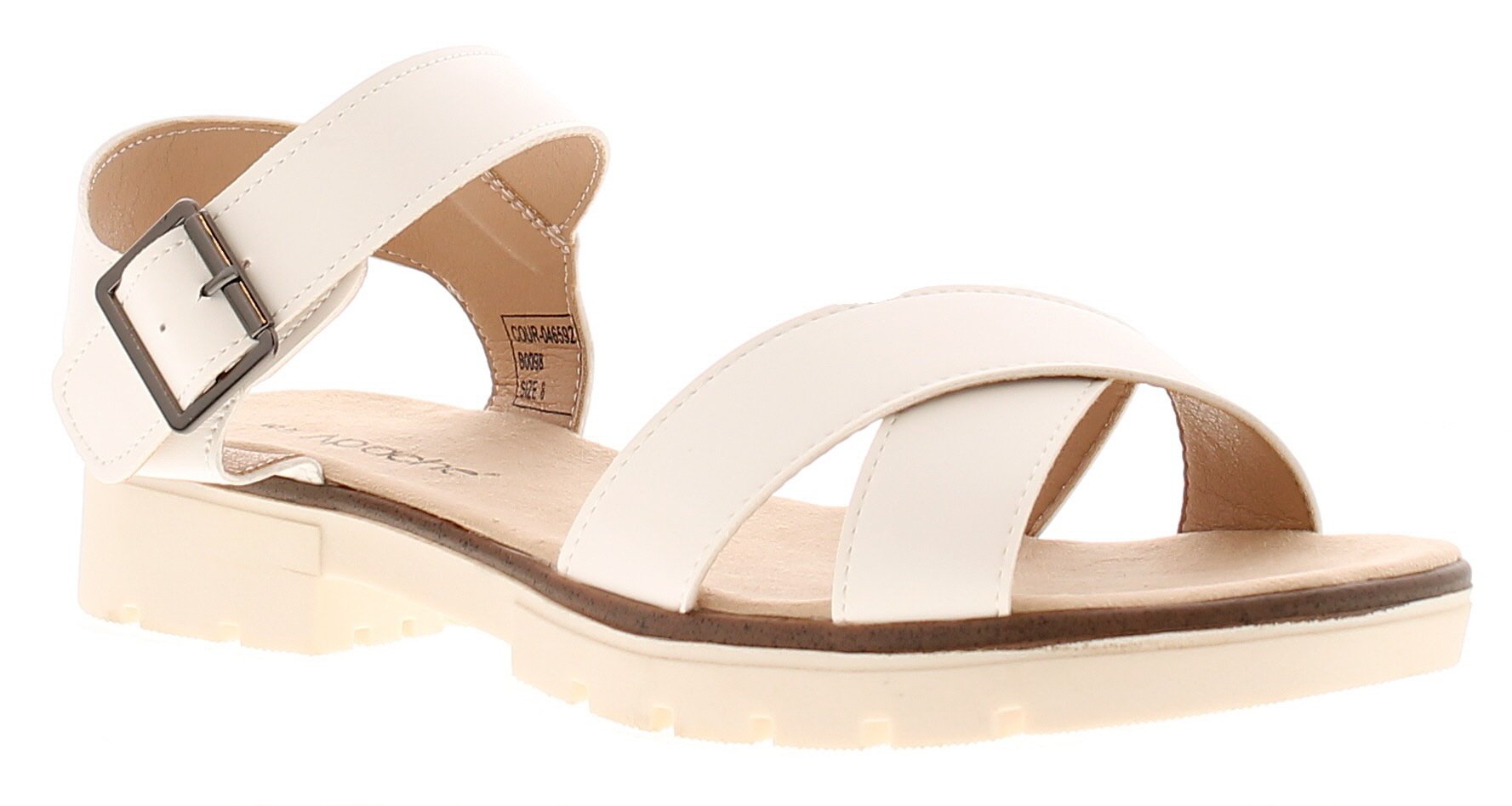 Apache Womens Flat Sandals Cham Buckle white