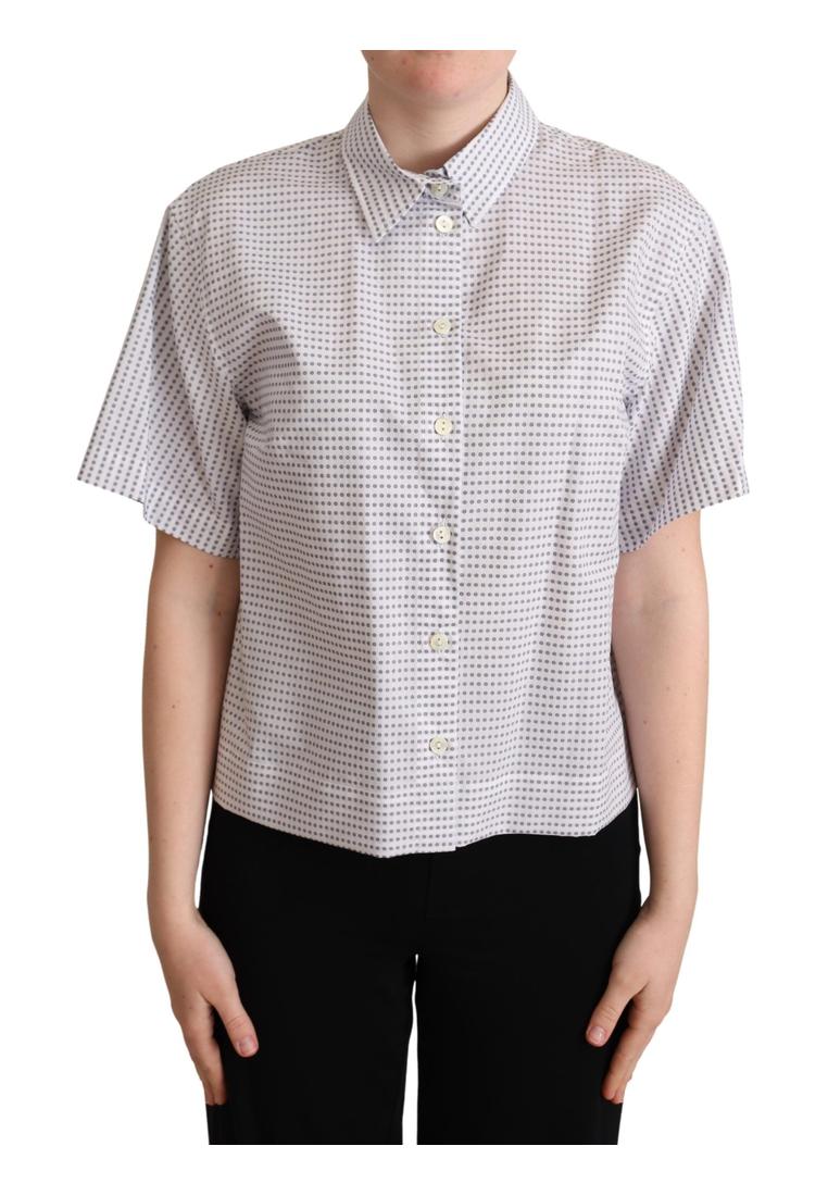 Dolce & Gabbana Damen Bluse mit weißen Punkten und Kragen