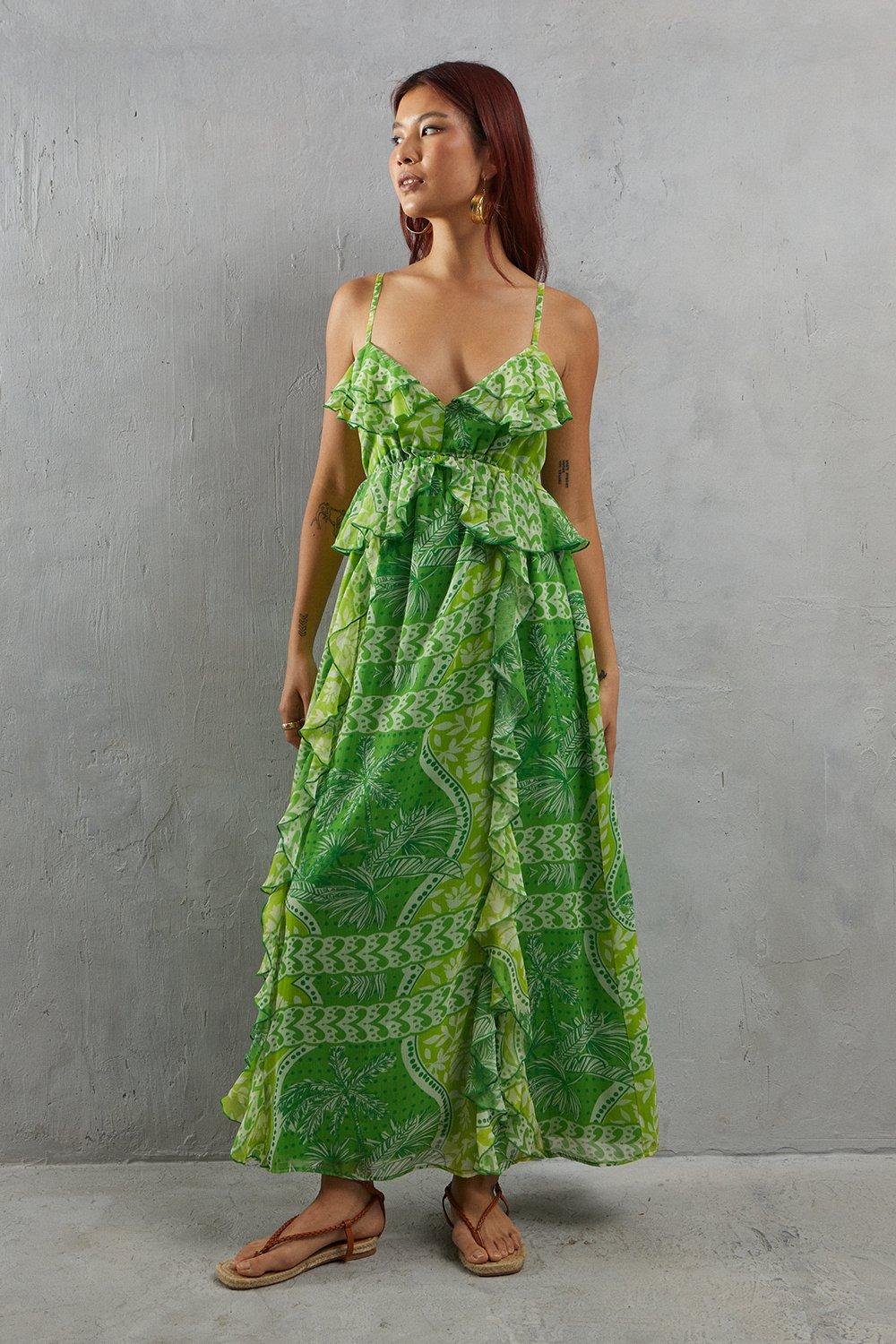 Paisley Ruffle Maxi Sundress