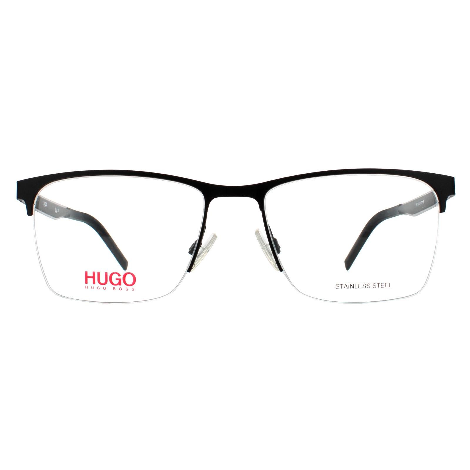 Hugo By Hugo Boss Half Rimless Mens Matte Black Dark Ruthenium Glasögon