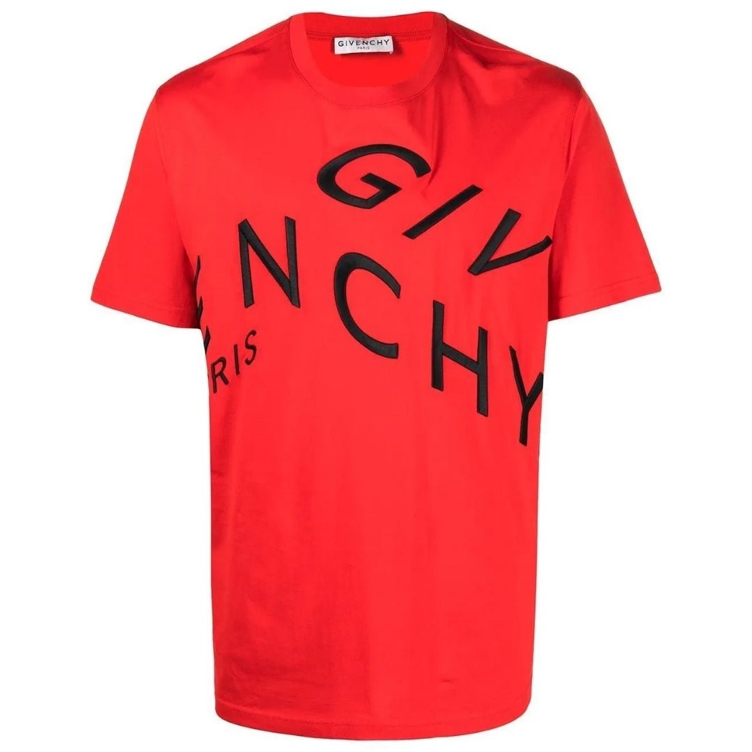 Oversized rood T-shirt met gebroken, geborduurd logo van Givenchy