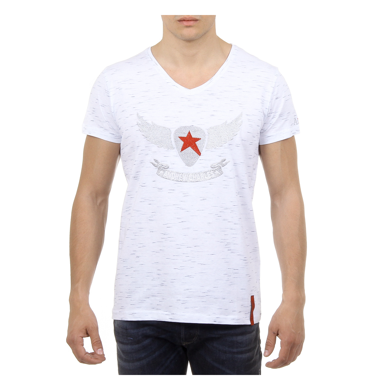 Andrew Charles Mens T-Shirt Short Sleeves V-Neck White CONNOR