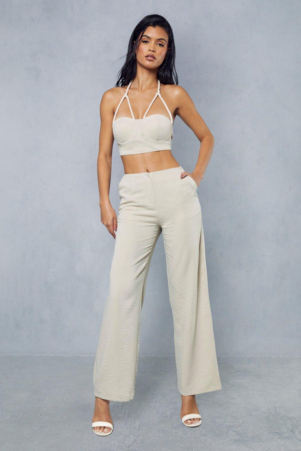 Linen Look Twist Bralet & Trouser Co-ord