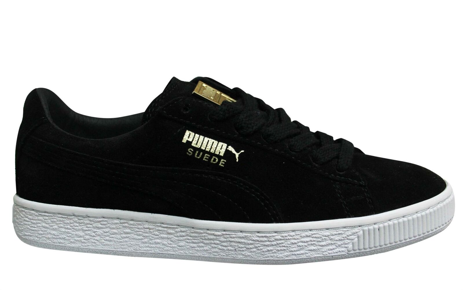 Puma Suede Classic Metal Badge Svart Läder Lace Up Träningsskor för ...