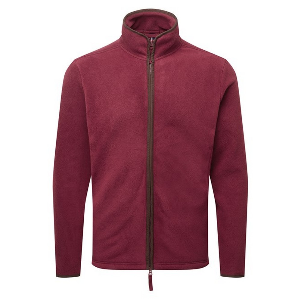 Premier Mens Artisan Fleece Jacket (Burgundy/Brown)