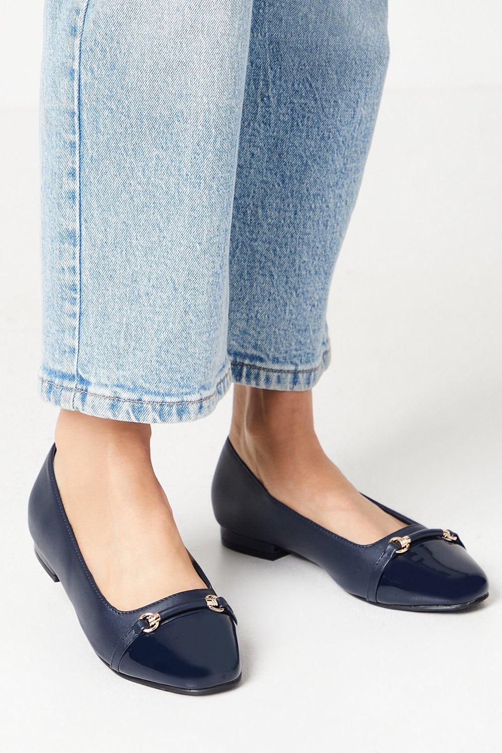 Wide Fit Lyla Snaffle Detail Toecap Flat Shoes