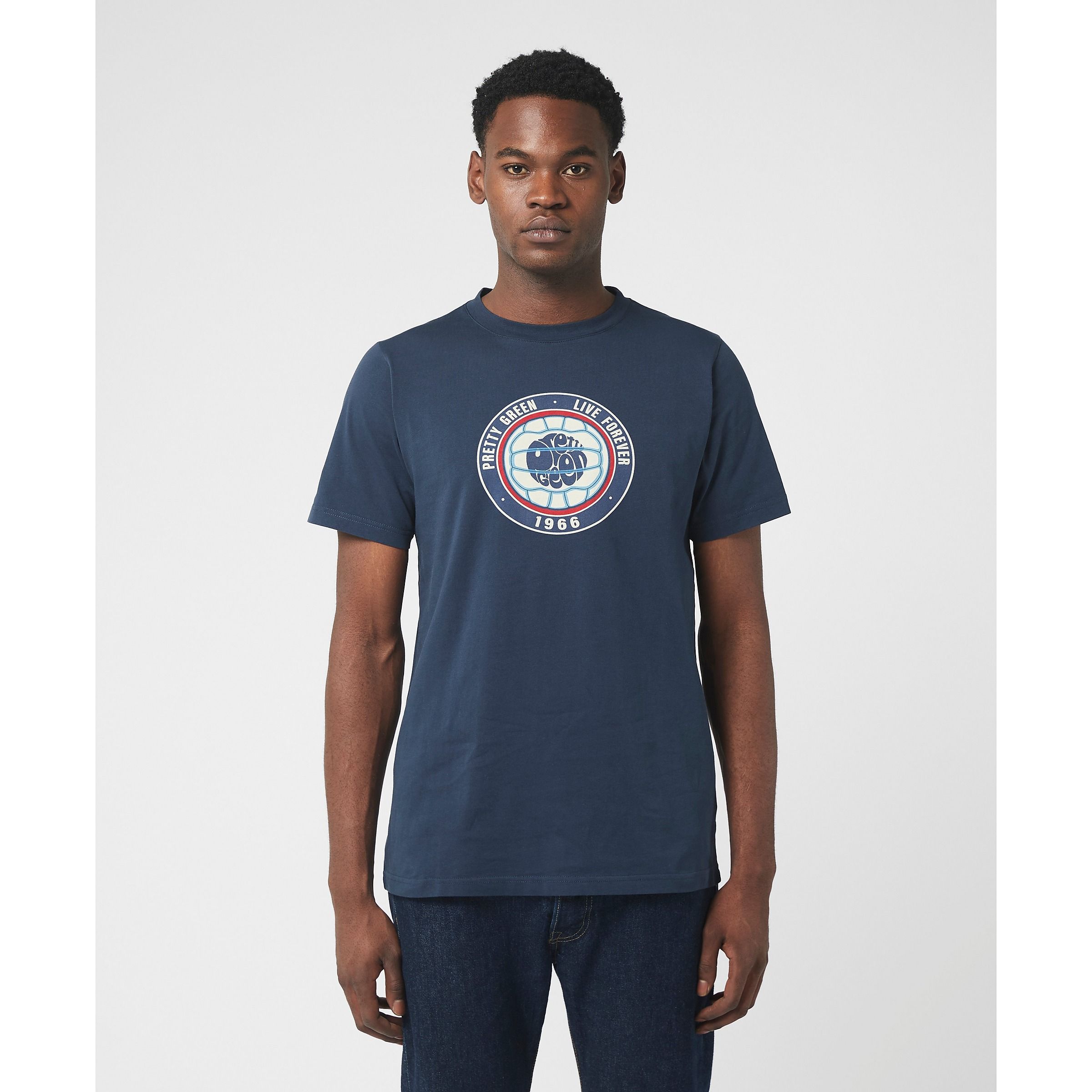Men's Pretty Green 1966 Ringer T-Shirt in Navy