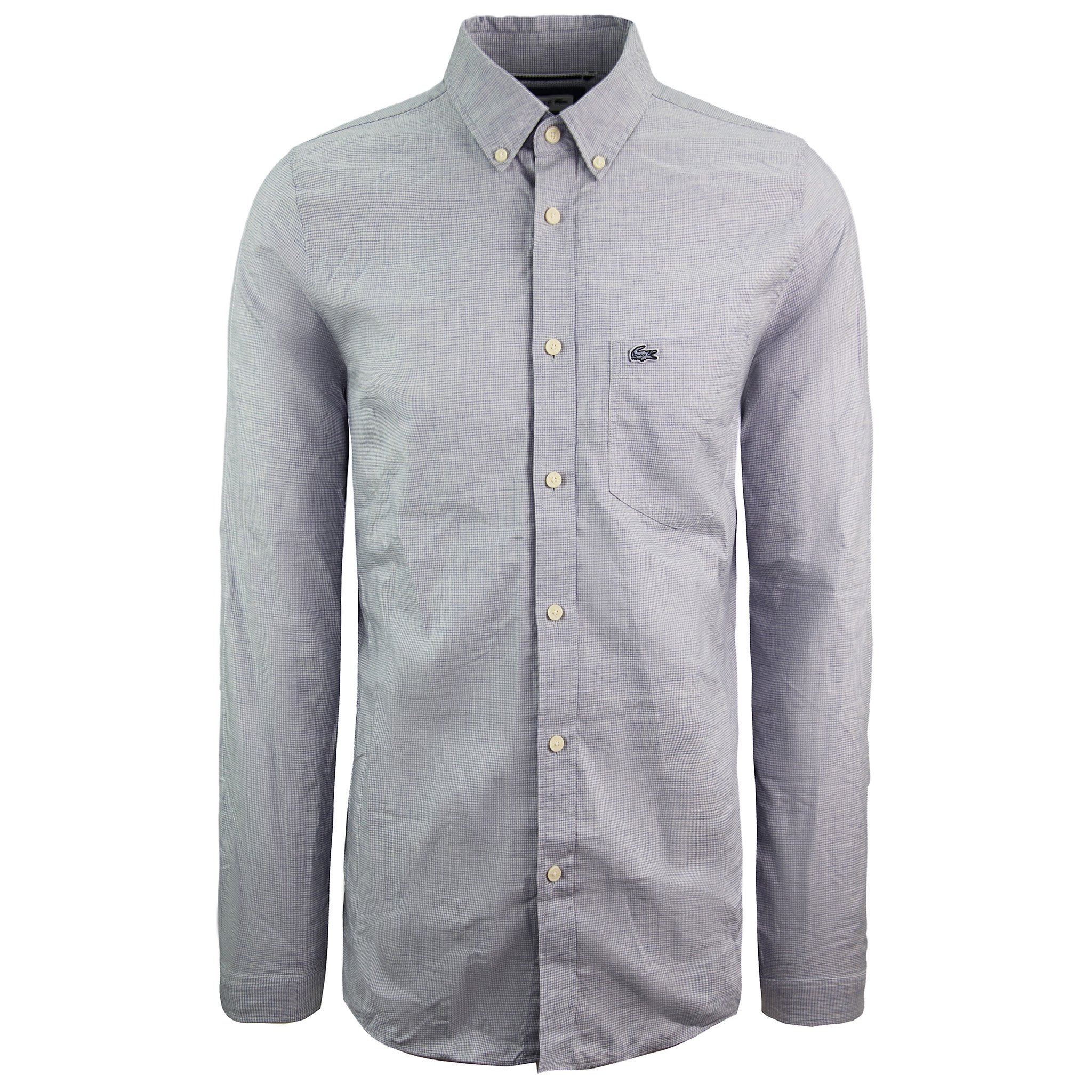 Lacoste Vävd Slim Fit Herrskjorta Blå/Vit