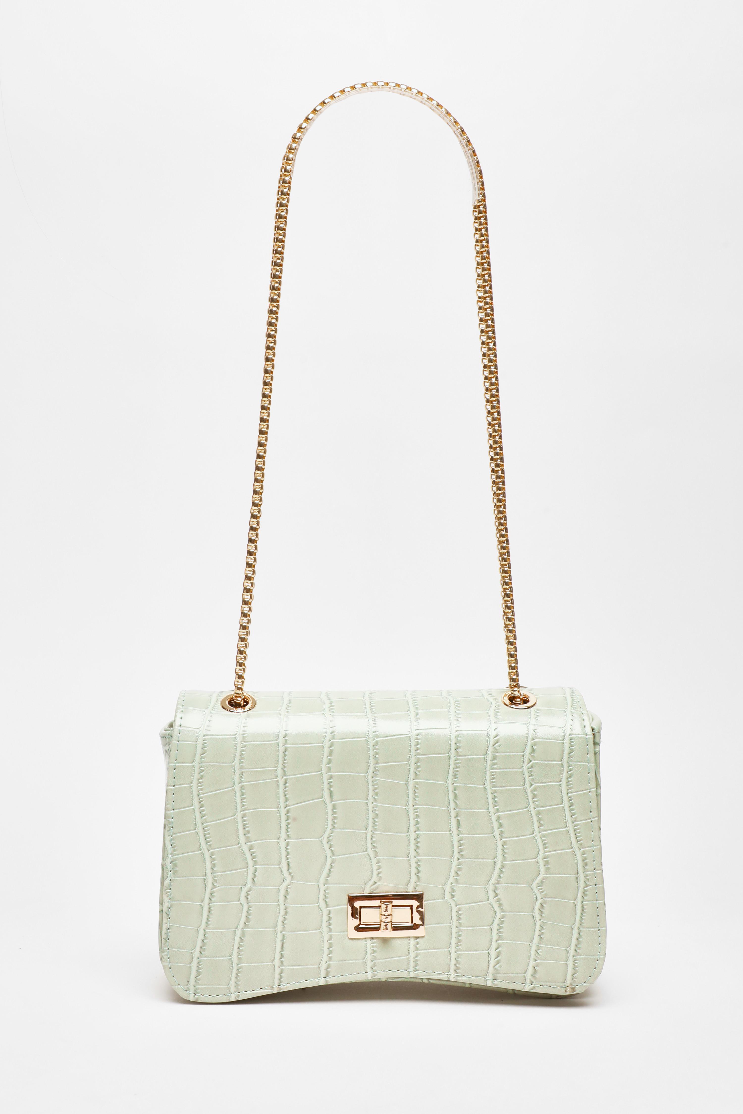 Sage Croc Cross Body Bag