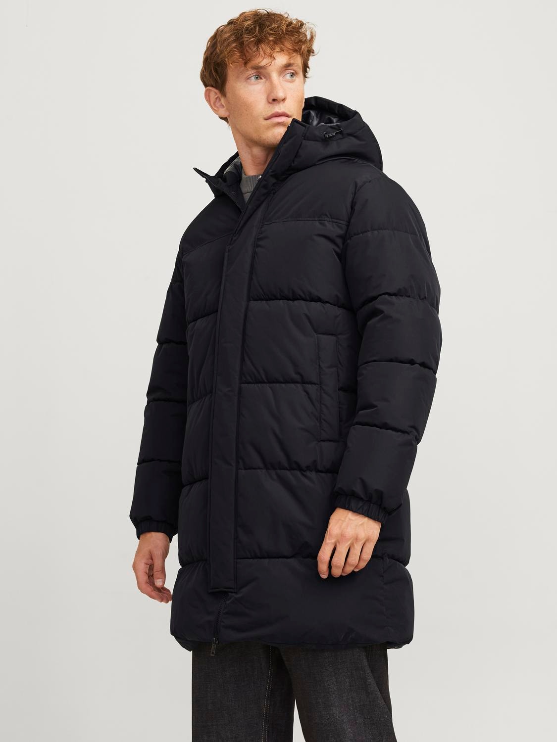 Jack & Jones Long Line Puffer Coat Padded Zip Fastened Hooded