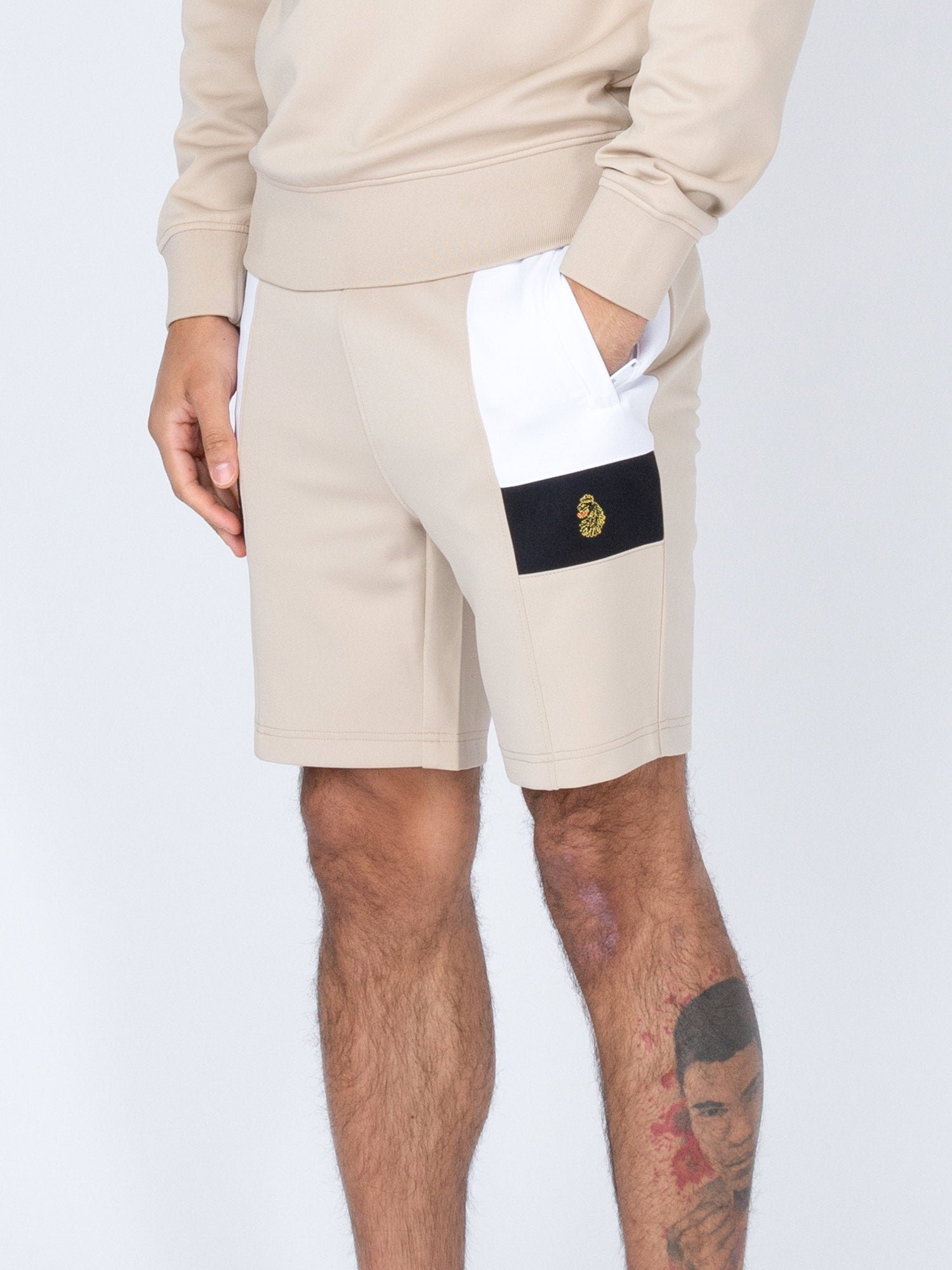 Luke 1977 Men's Hod 2 Sweat Shorts in Stone White Black