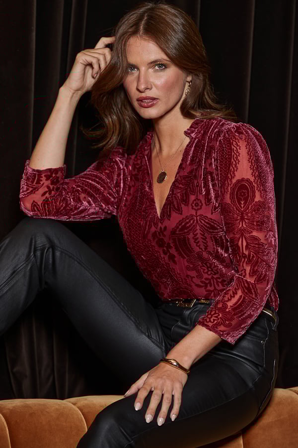 Ruby Plush Velvet Devore Blouse