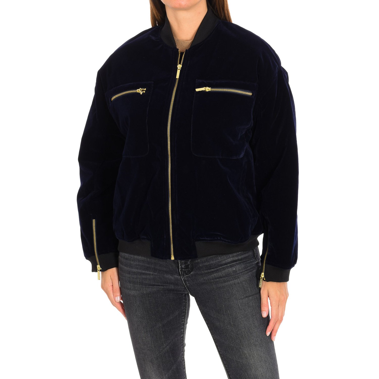 ESTHER Mantel mit Samteffekt und Reißverschluss 17F2OU13 Frau