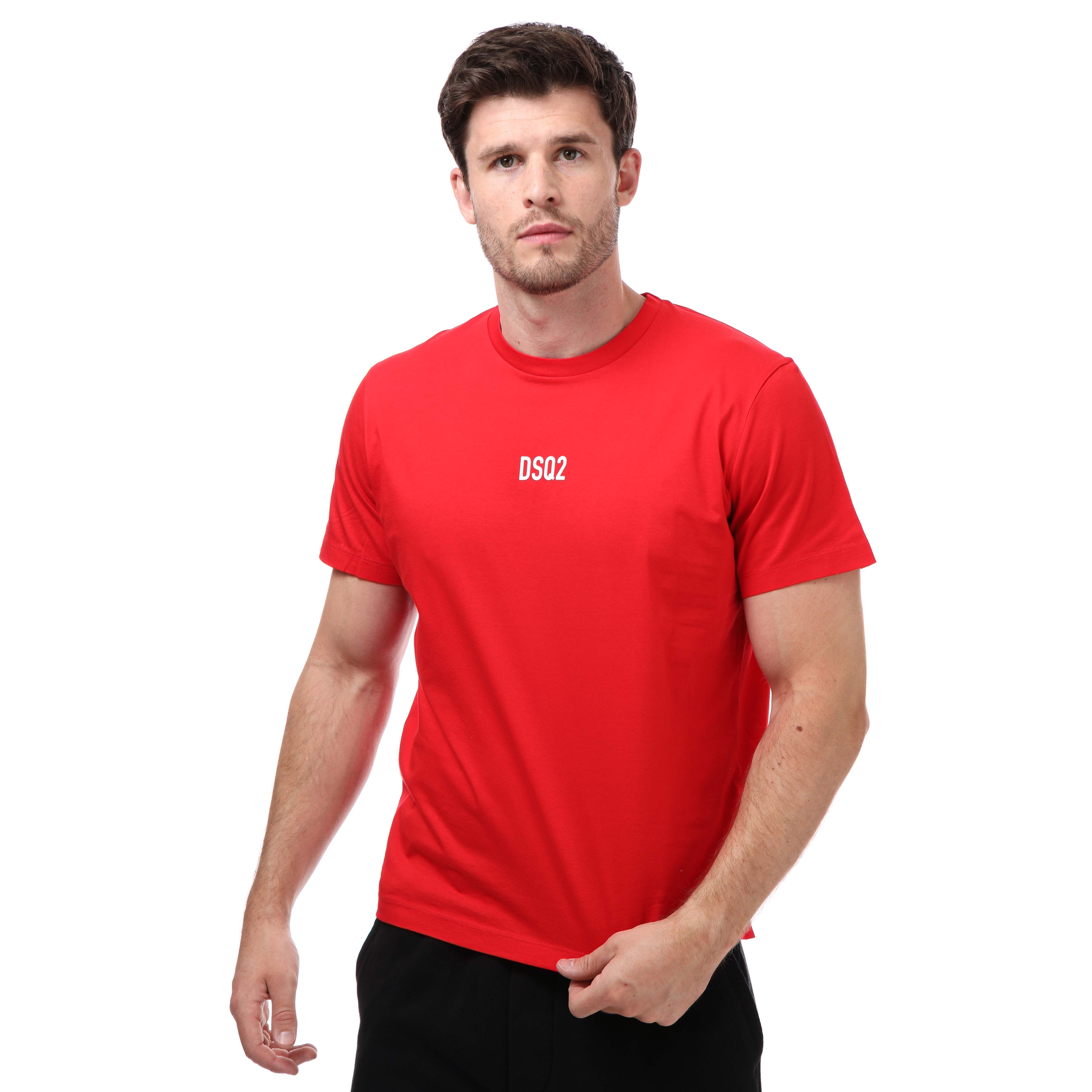 Men's DSquared2 DSQ2 Centre Logo T-Shirt in Red