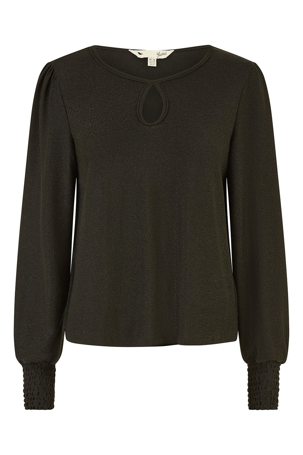 Black And Gold Sparkle Stretch Keyhole Neckline Top